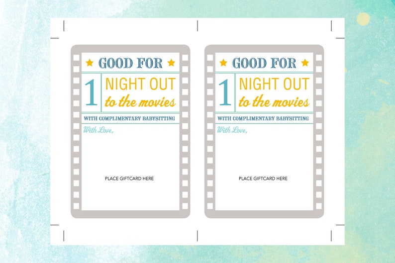 Date Night Coupon Movie Night Gift Card Babysitting Coupon - Etsy
