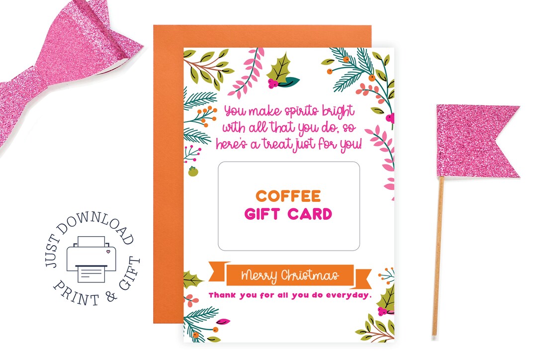 Printable Christmas Coffee Gift | Coffee Lover Gift Card Holder | Thank ...