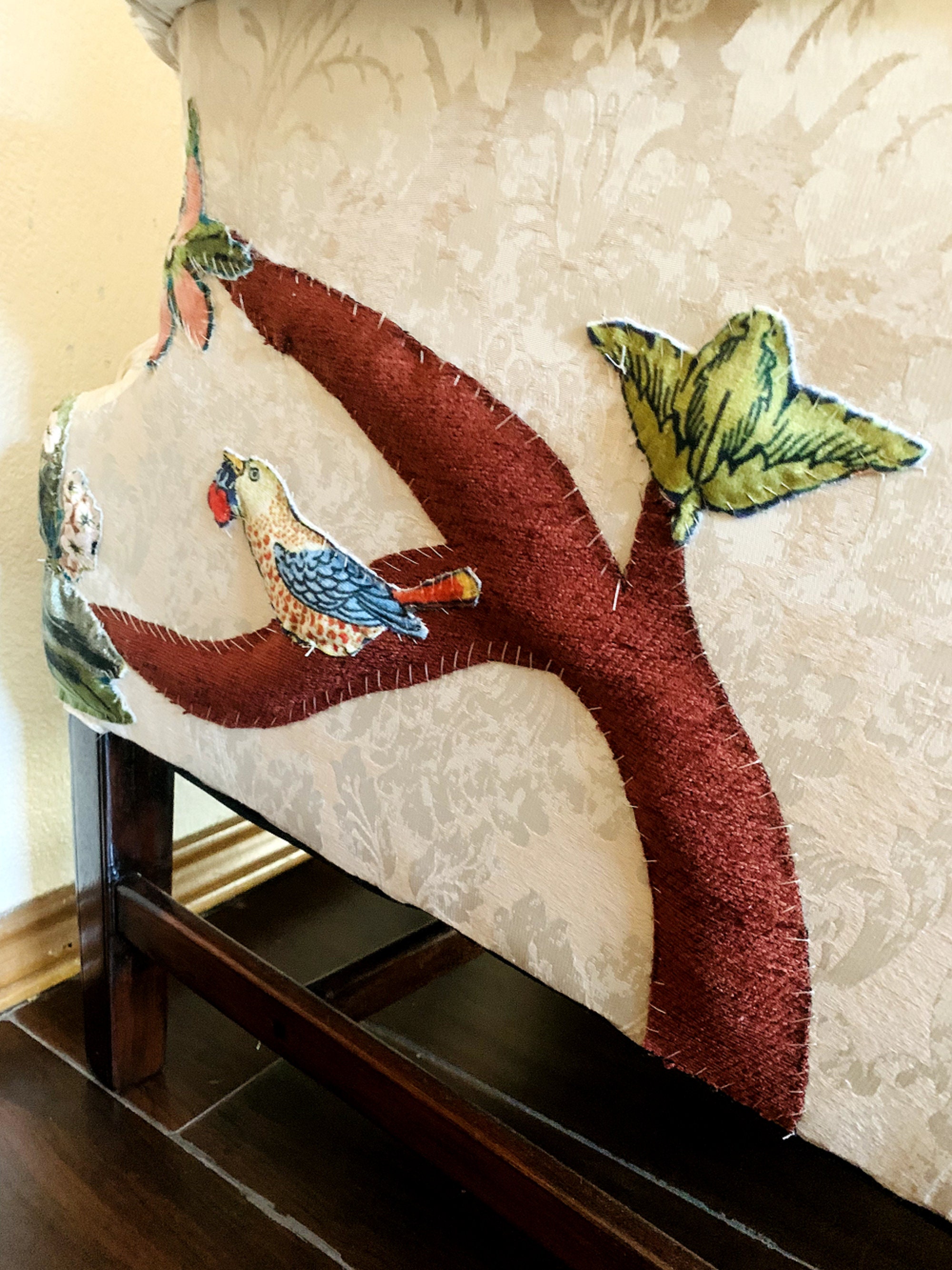 SOLD Artisan Handmade 3D Floral Applique Statement Piece Accent Chair ...