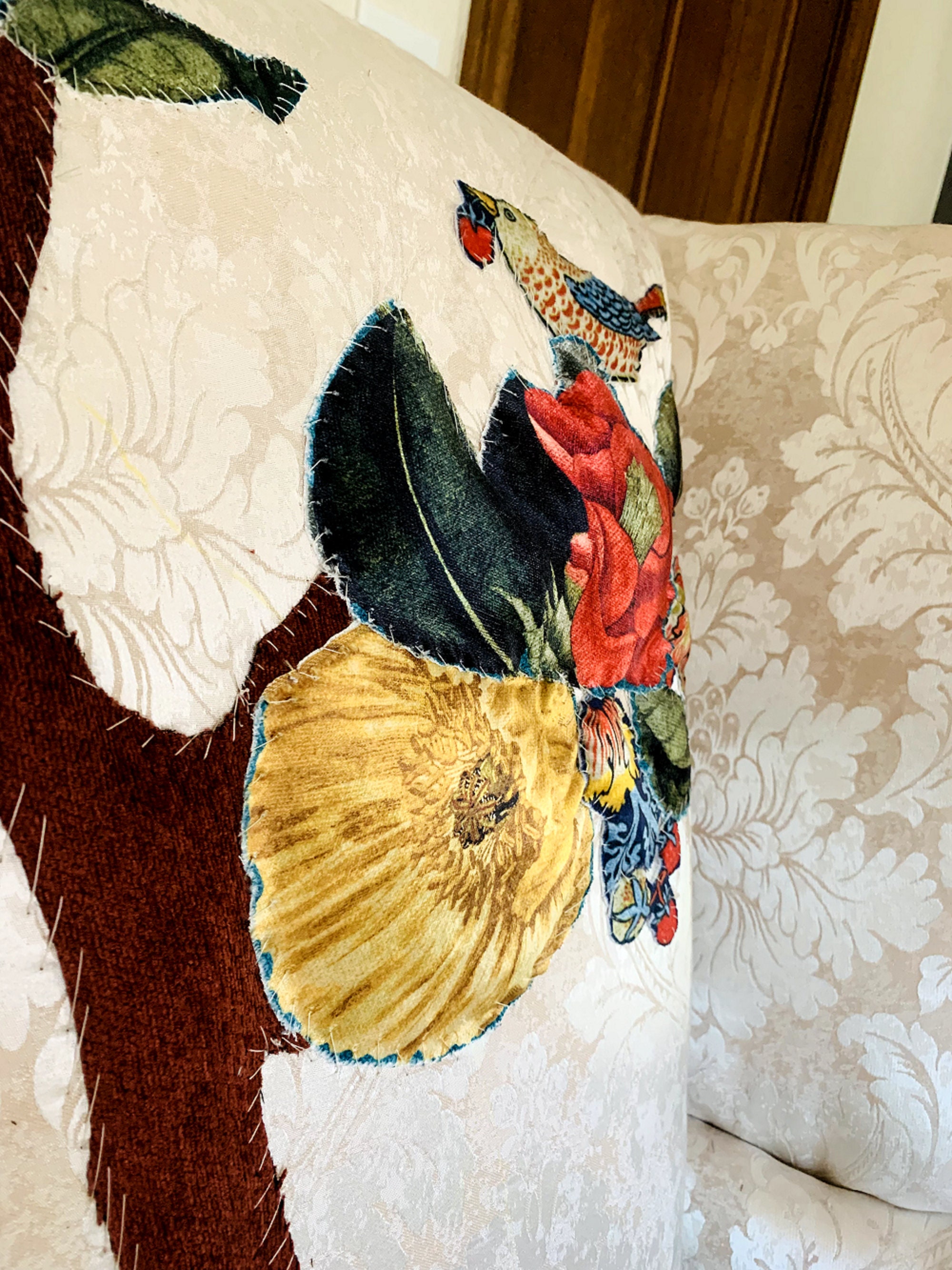 SOLD Artisan Handmade 3D Floral Applique Statement Piece Accent Chair ...