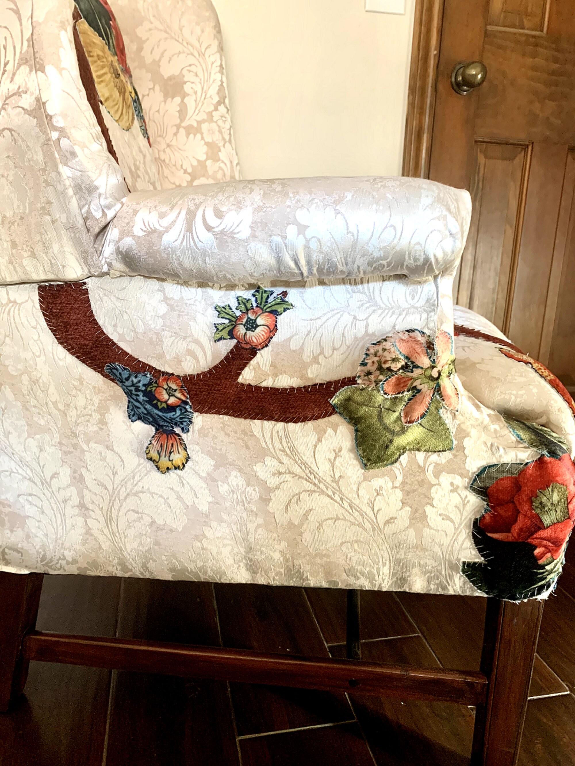 SOLD Artisan Handmade 3D Floral Applique Statement Piece Accent Chair ...