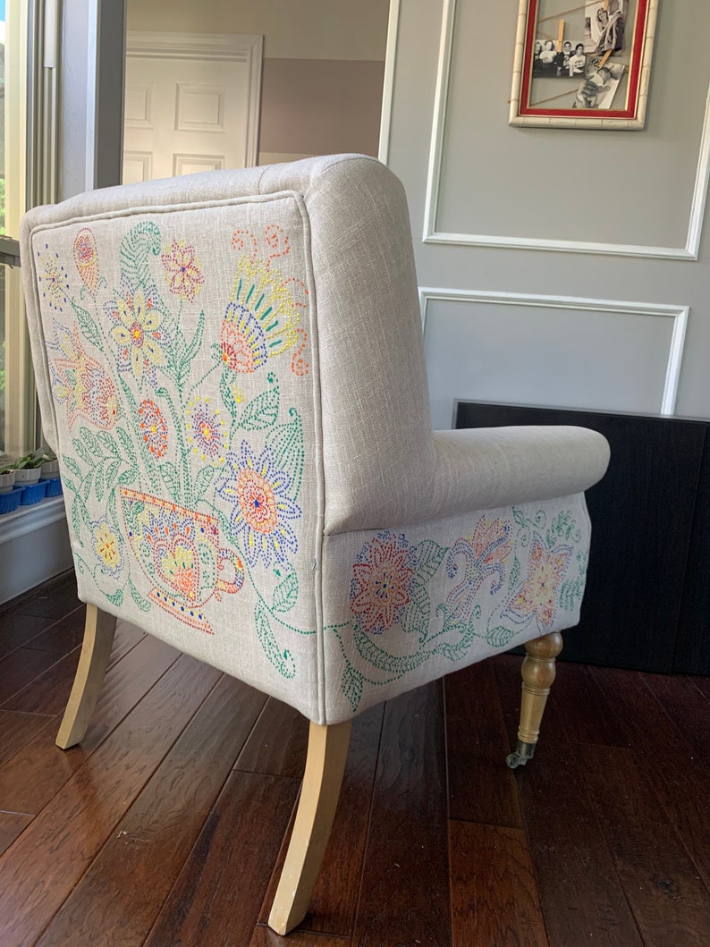 SOLD - Customizable "hand Stitch" Accent Chair - Etsy