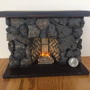 Masonryminiatures-#64- Miniature Stone Fireplace Made From Black Lava ...