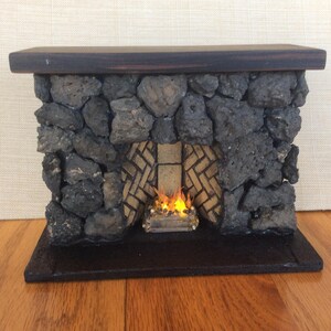 Masonryminiatures-#64- Miniature Stone Fireplace Made From Black Lava ...
