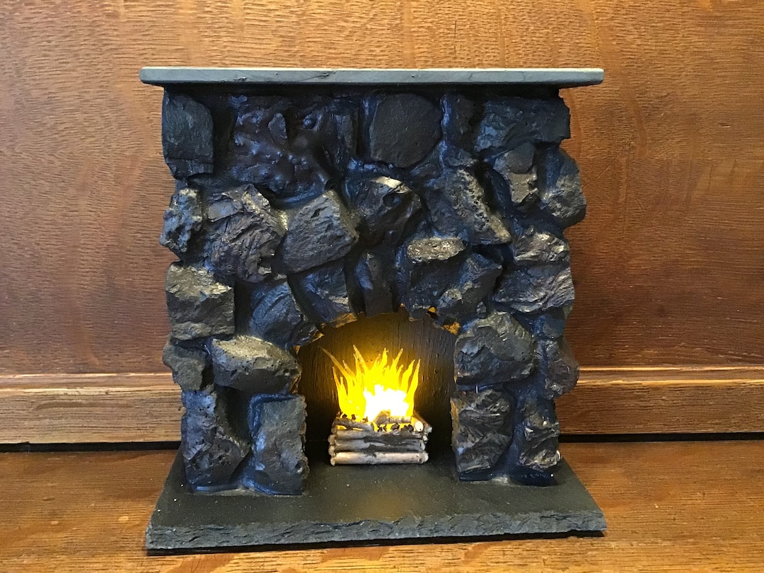 Masonry Miniatures #143- Miniature Stone Fireplace Made From Hematite ...