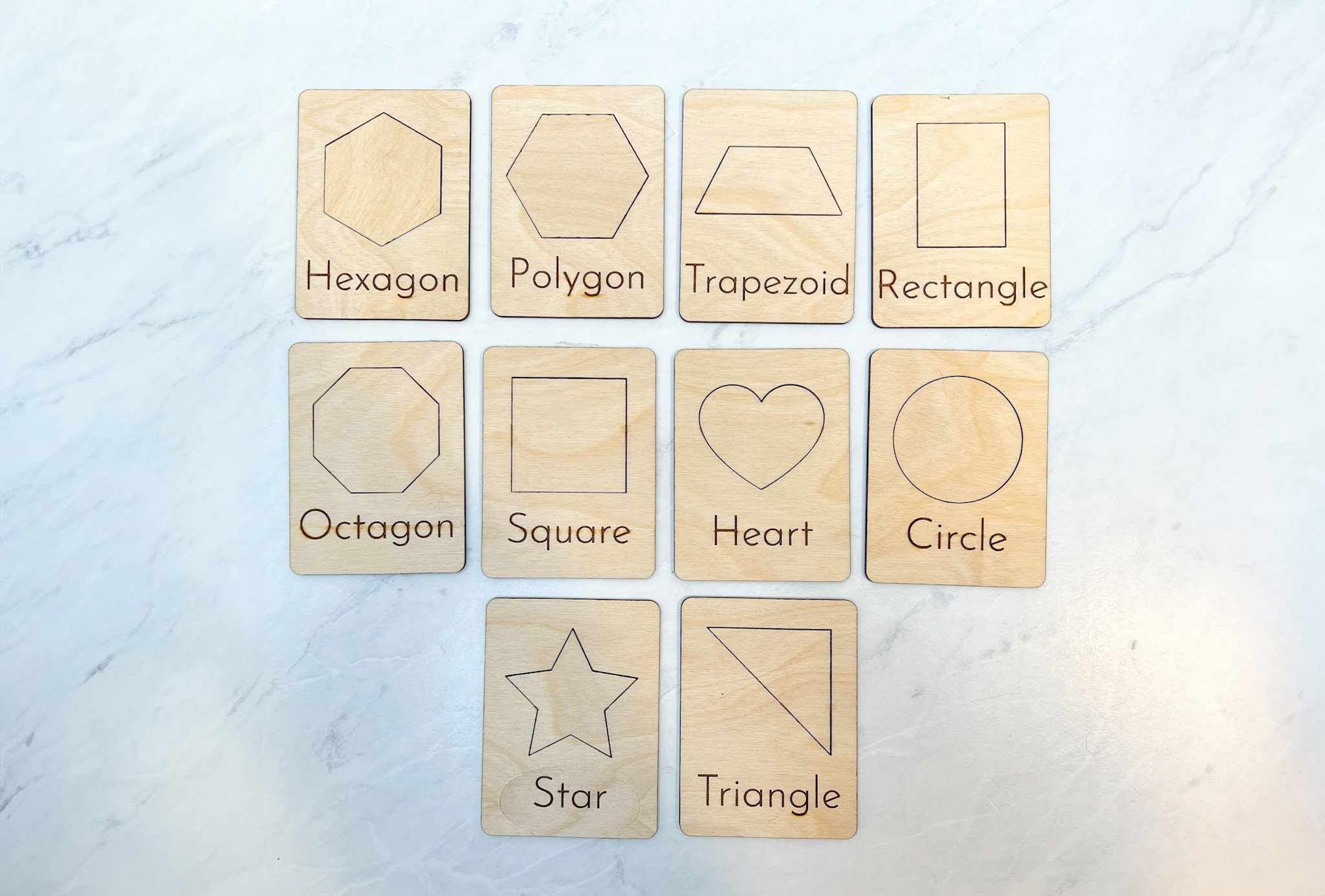 10 Shape Flashcards Wood Montessori Learning ADOPTION - Etsy