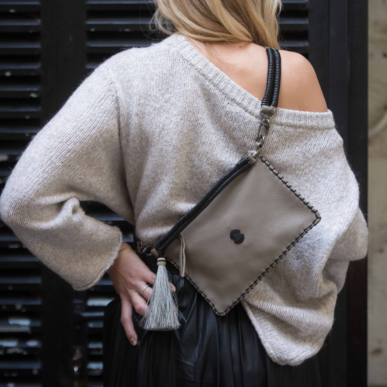 Leather Cross Body Bag Black Leather Cross Body Bag With | Etsy