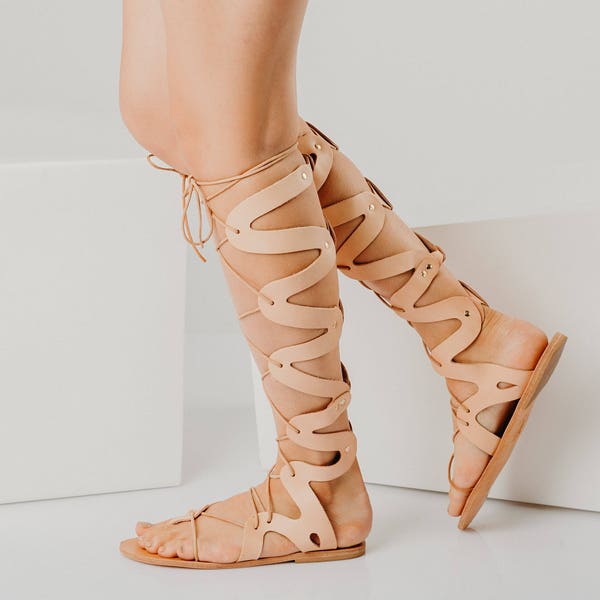 Tie up Knee High Sandals - Etsy