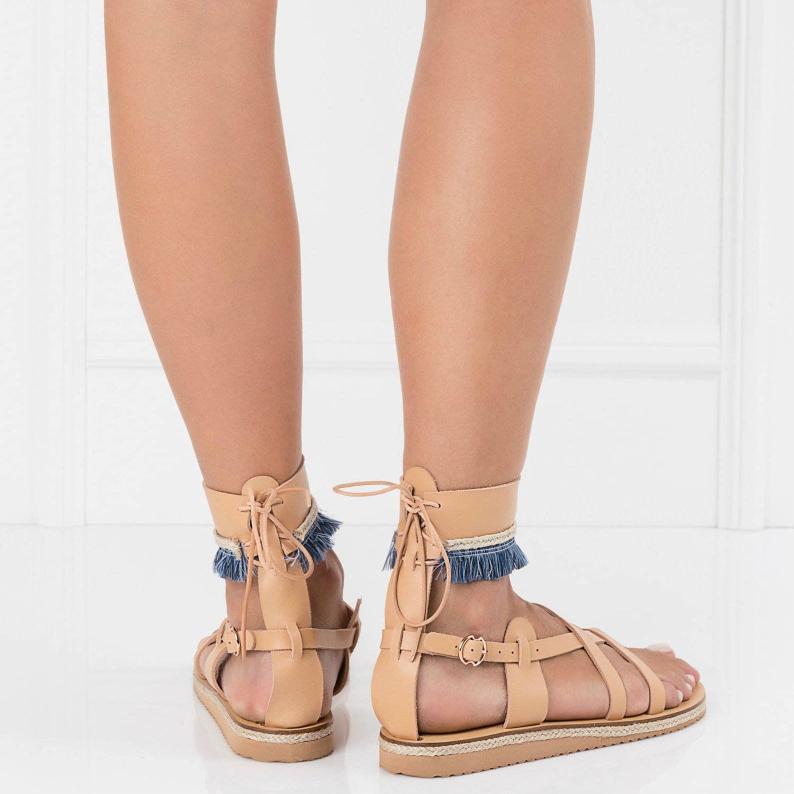 Leather Sandalsankle Wrap Sandalsfringe Sandalsboho Greek - Etsy