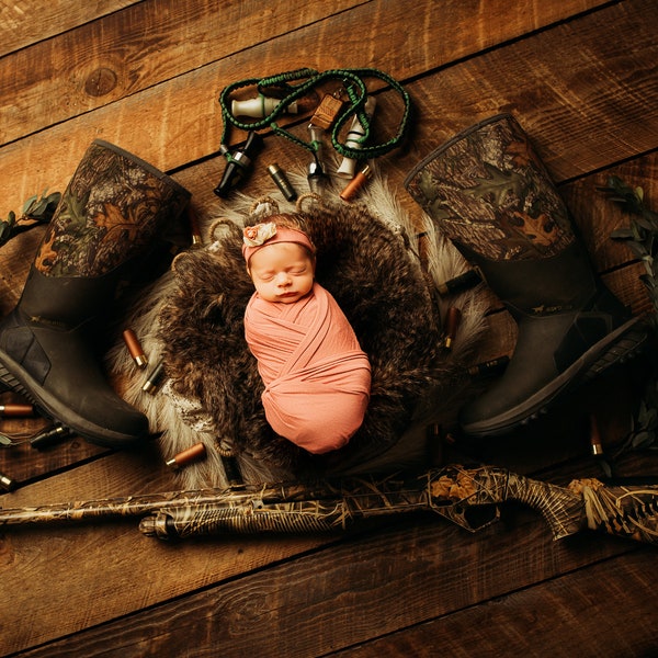 Hunting Newborn Digital Background - Etsy