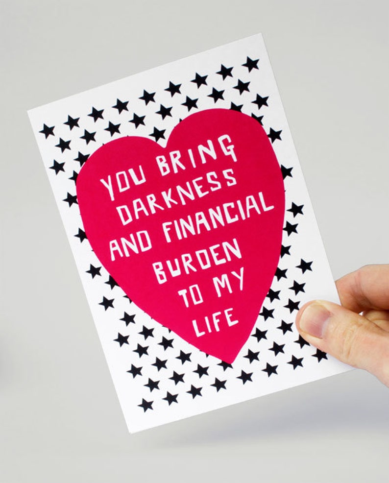 Funny Valentines Card, Dark Humor, Financial Burden - Etsy