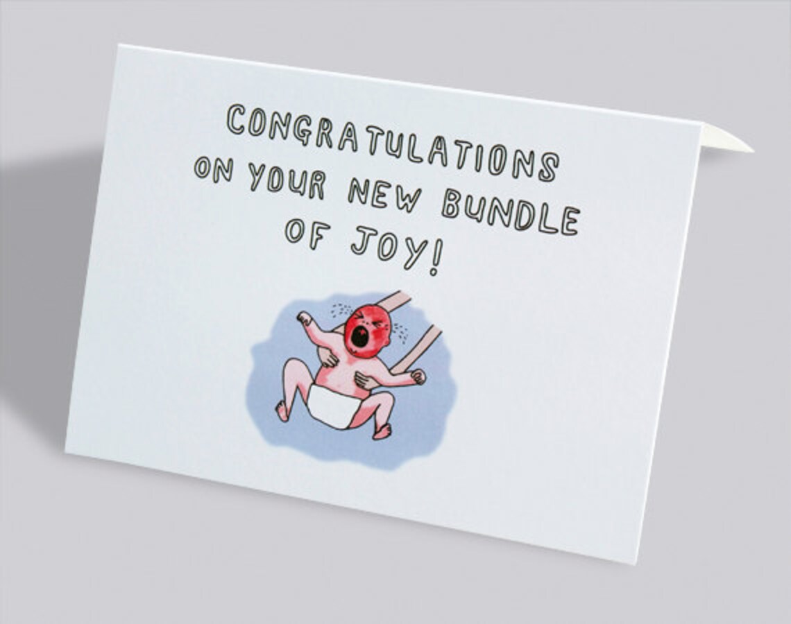 New Baby Funny Congratulations Card New Baby Humour Cynical | Etsy
