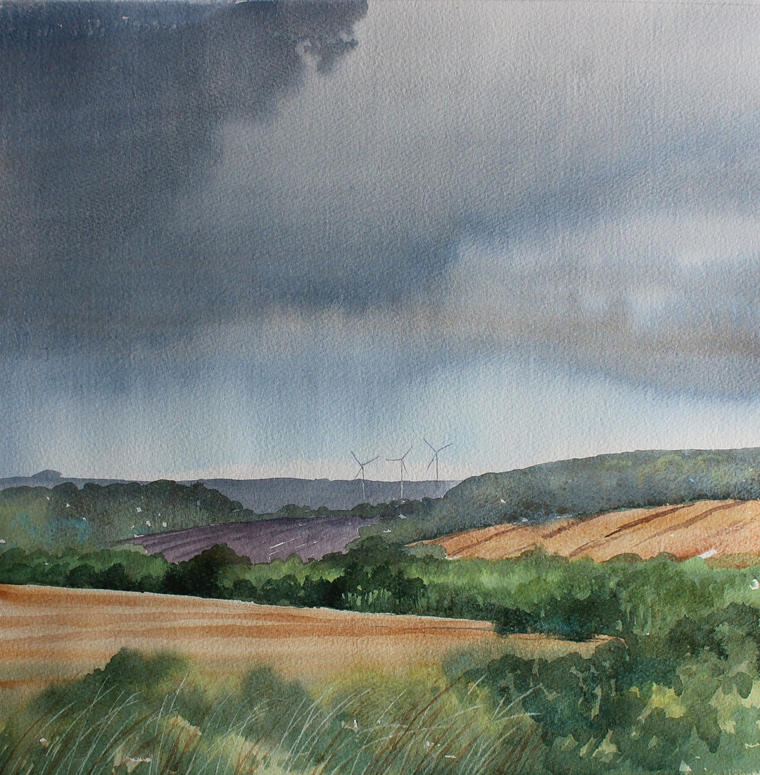 Sky Painting in Watercolour, Storm Sky, Sky and Clouds, Stormy Sky ...