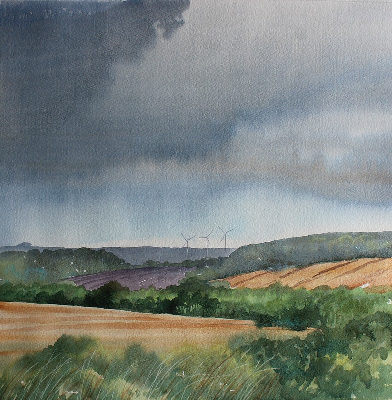 Sky Painting in Watercolour Storm Sky Sky and Clouds Stormy - Etsy