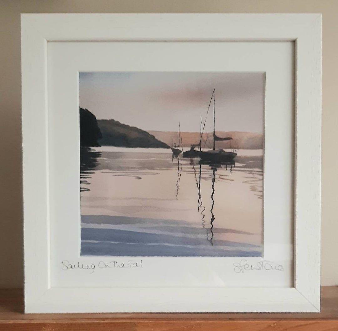 Framed Sailing Boat Print: Cornish Art, Fal River Watercolor - Etsy