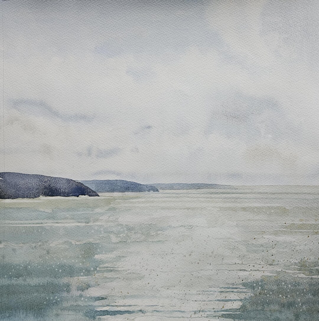 Cornish Seascape Watercolour Painting: North Atlantic Coastal Art - Etsy