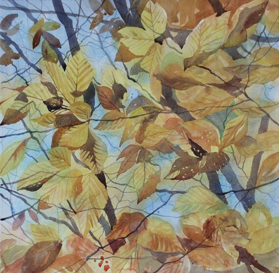 Beech Tree Painting Yellow Leaves Autumn Colours Tree | Etsy UK