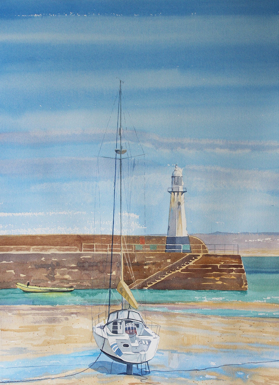 St Ives Painting, Painting of St Ives, Cornwall, Boat and Sky Painting ...
