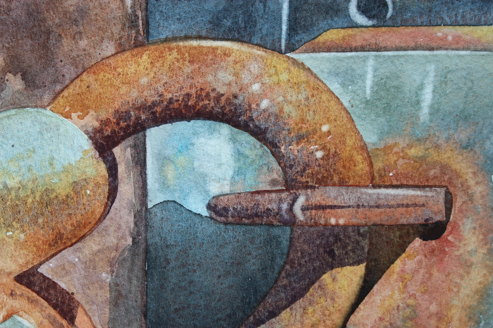 Padlock Painting Rusty Padlock Painting of Rust Original - Etsy