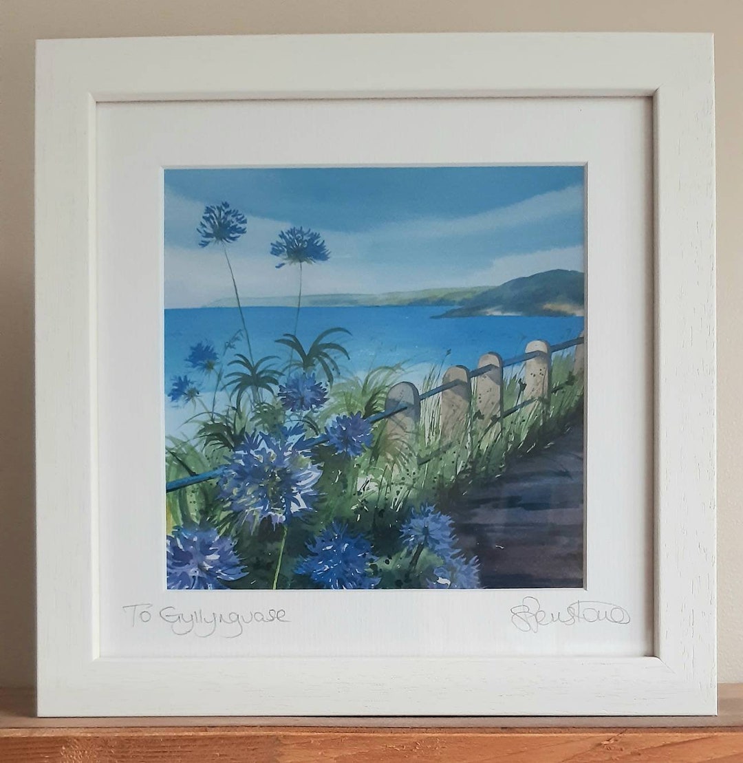 Framed Print of Gyllyngvase, Gylly Beach, Print of Cornwall, Falmouth ...