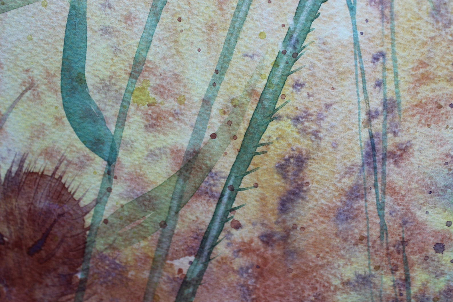 Teasels Teasel Watercolour Watercolour Summer Landscape - Etsy