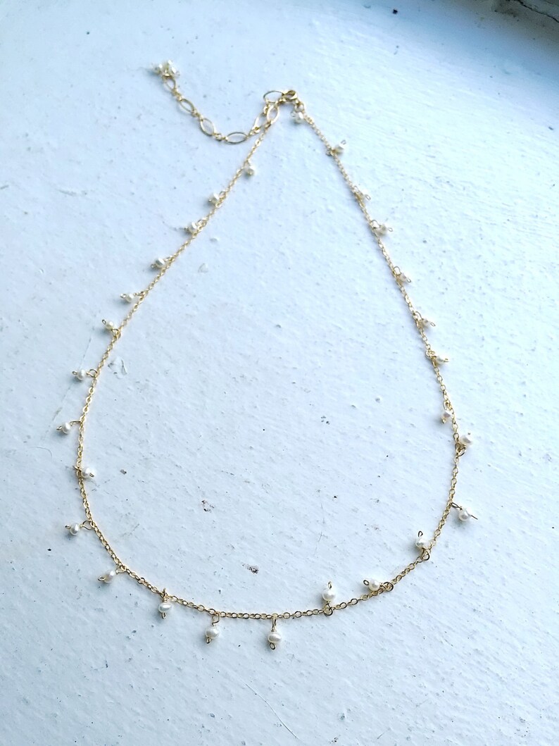 Tiny Fresh Water Pearl Necklace Gold Filled Chain - Etsy
