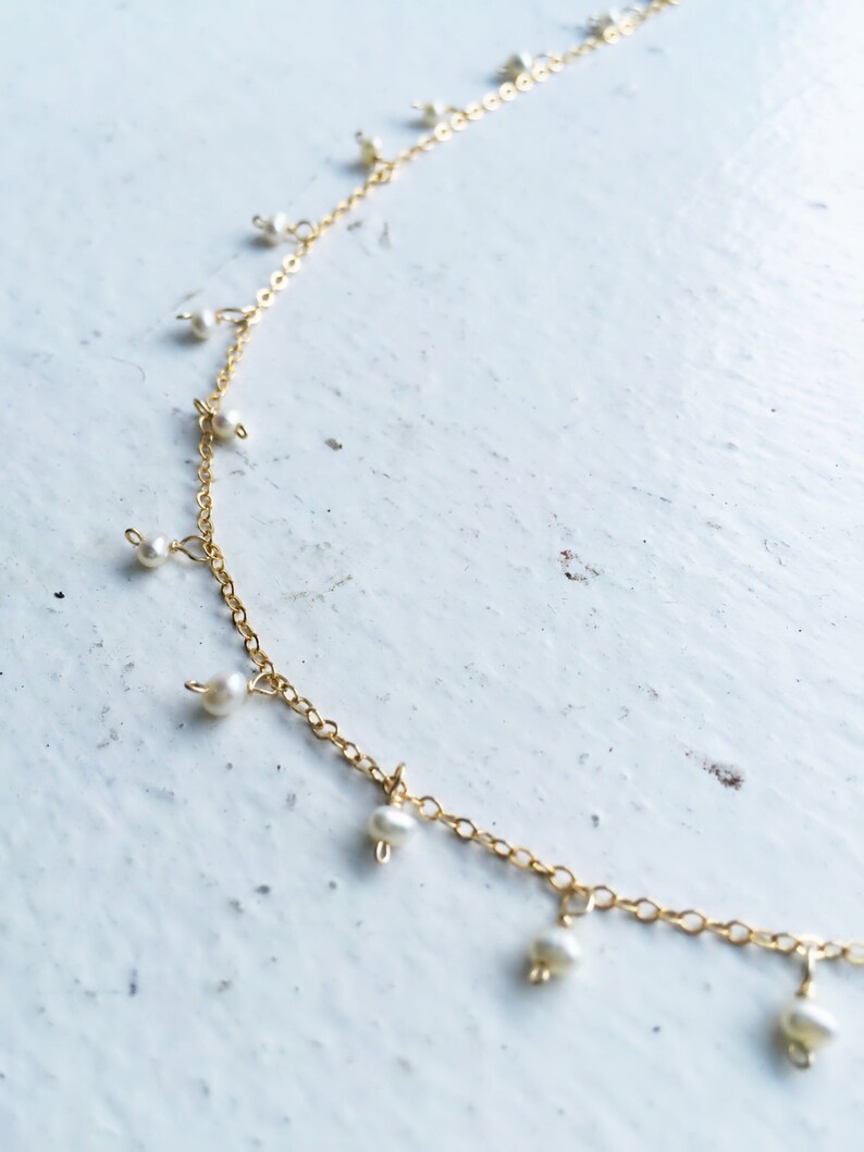 Tiny Fresh Water Pearl Necklace Gold Filled Chain - Etsy