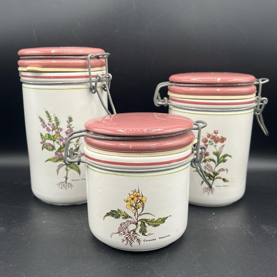 Rosenthal Netter Set 3 Canisters Country Botanical Floral Made in Italy ...