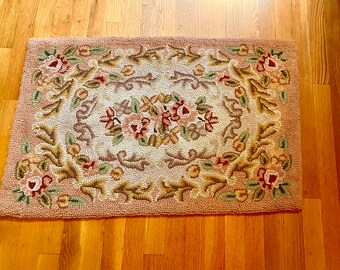 Shabby Chic Pink Floral Rug - Etsy