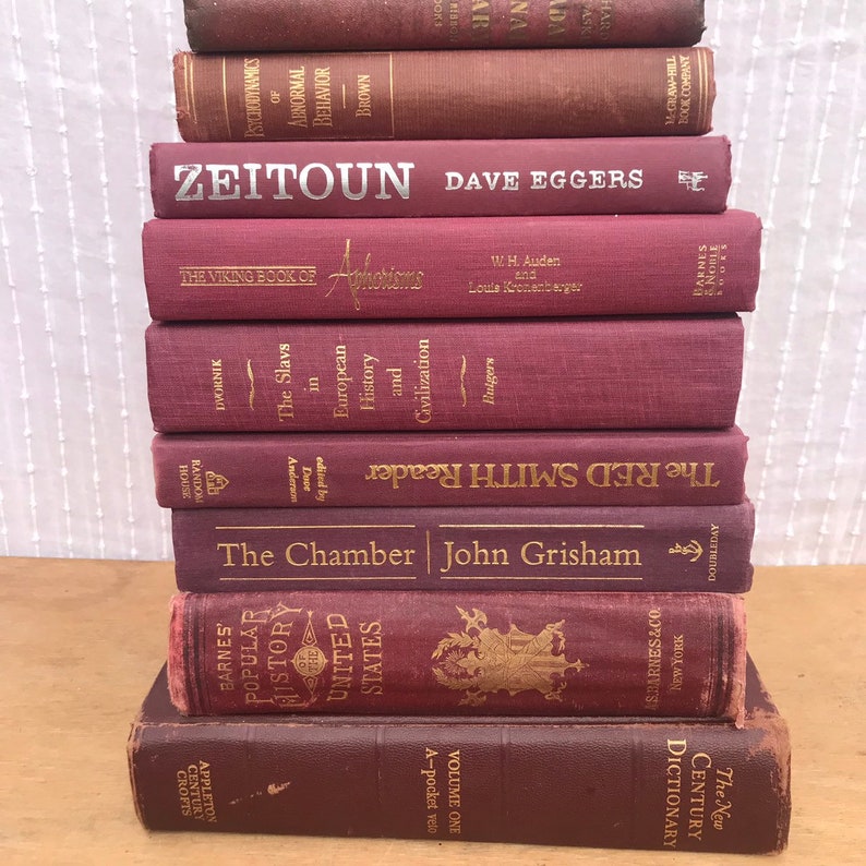 Lot Vintage Burgundy Books. BOOK STACK Wine Merlot Book Bundle. Wedding ...