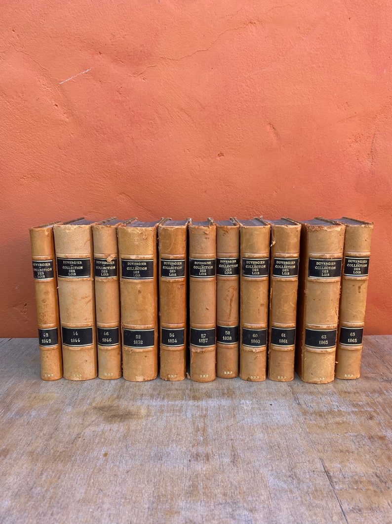 Lot 11 Antique Brown Leather Books. 1857 French Books. Antiquarian ...