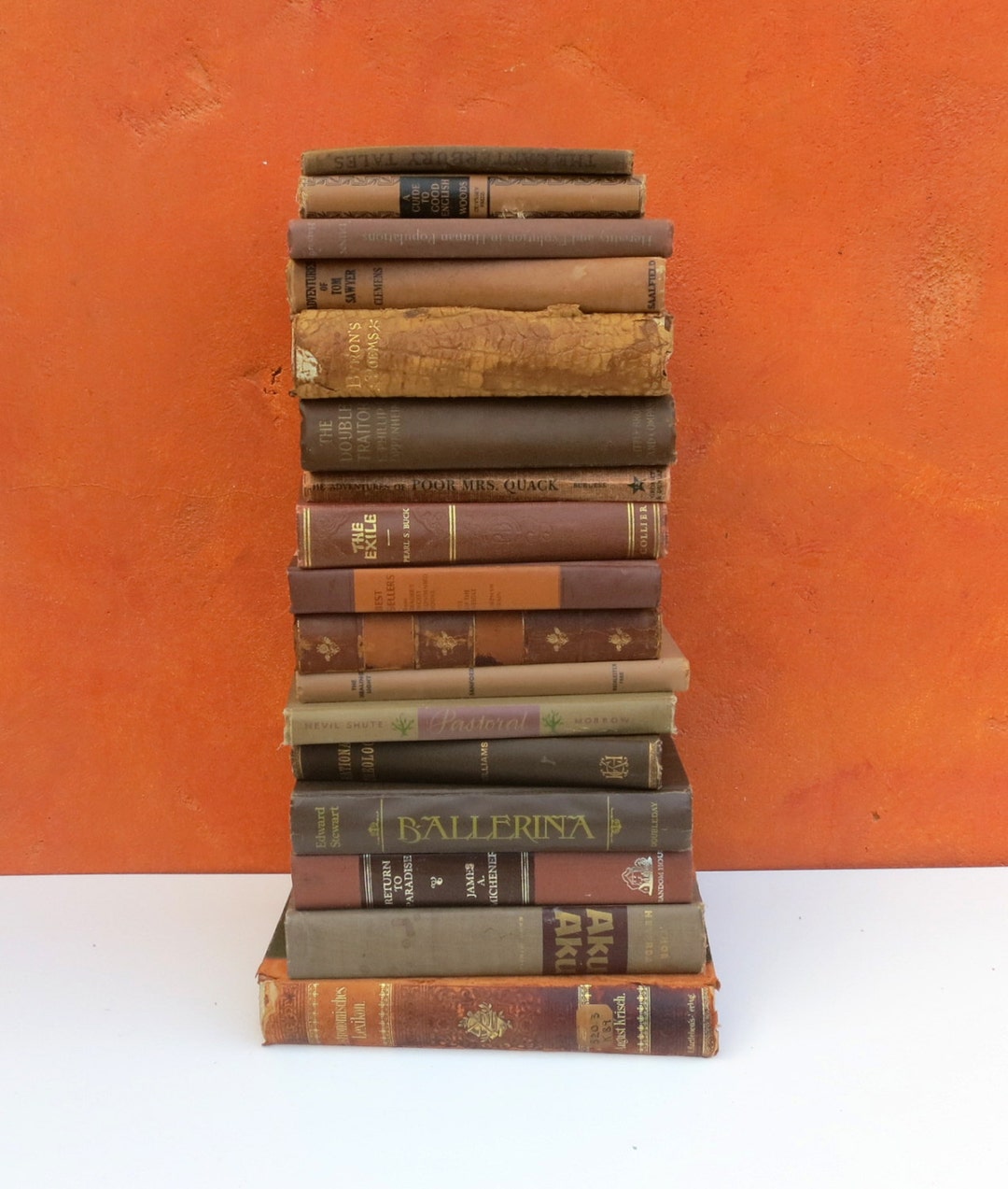 Lot Vintage Brown Tan Chocolate Hardcover Books. BOOK STACK Photo Prop ...