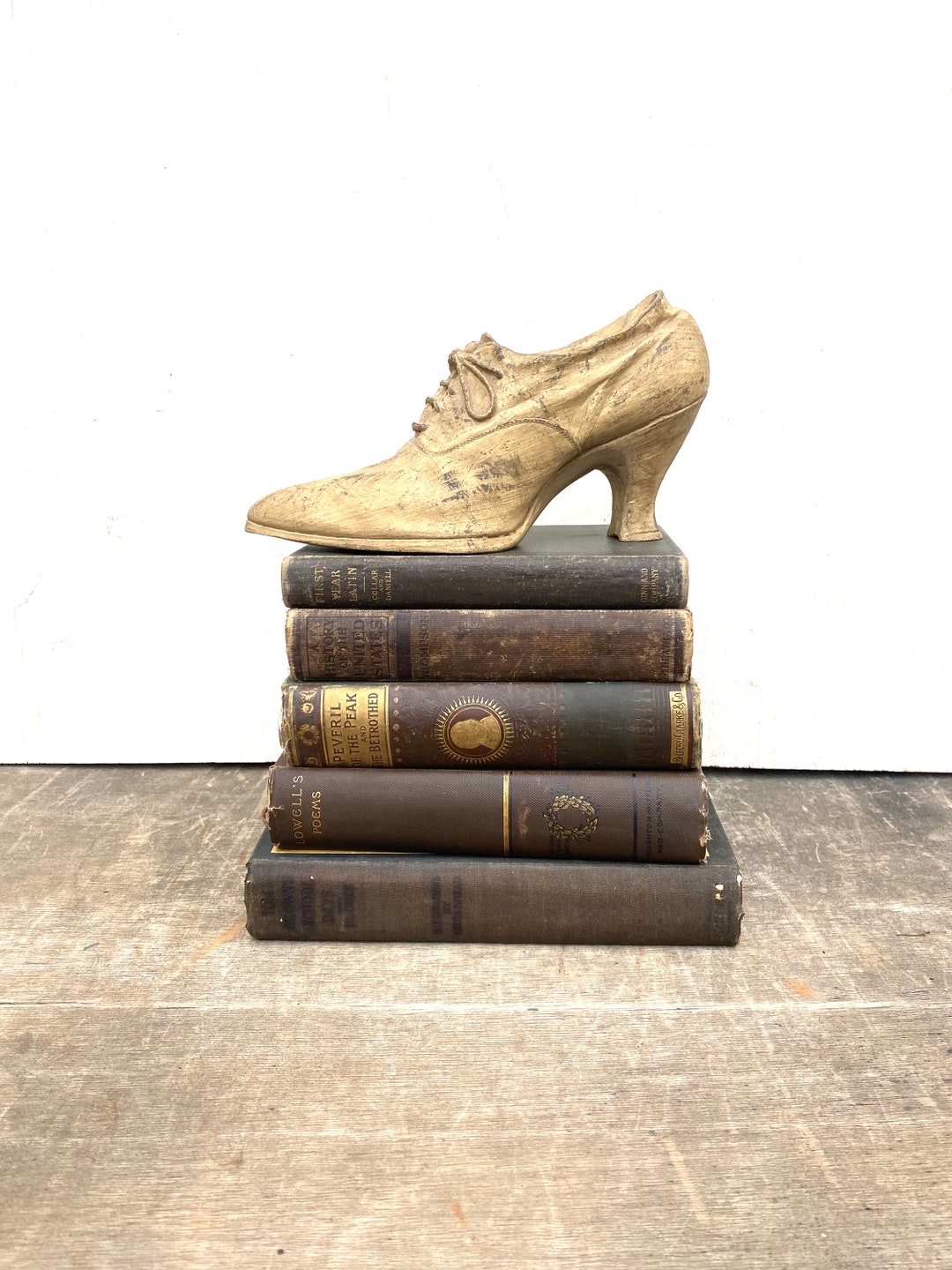 Decorative Book Stack. Lot Vintage Brown Books Vintage BOOK STACK Photo ...