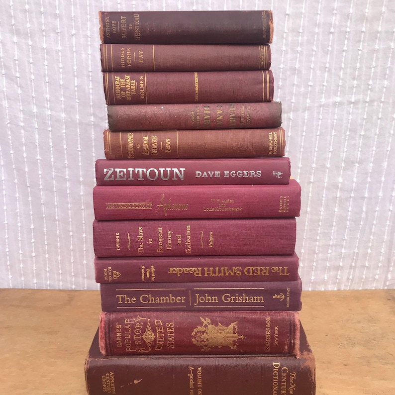 Lot Vintage Burgundy Books. BOOK STACK Wine Merlot Book Bundle. Wedding ...