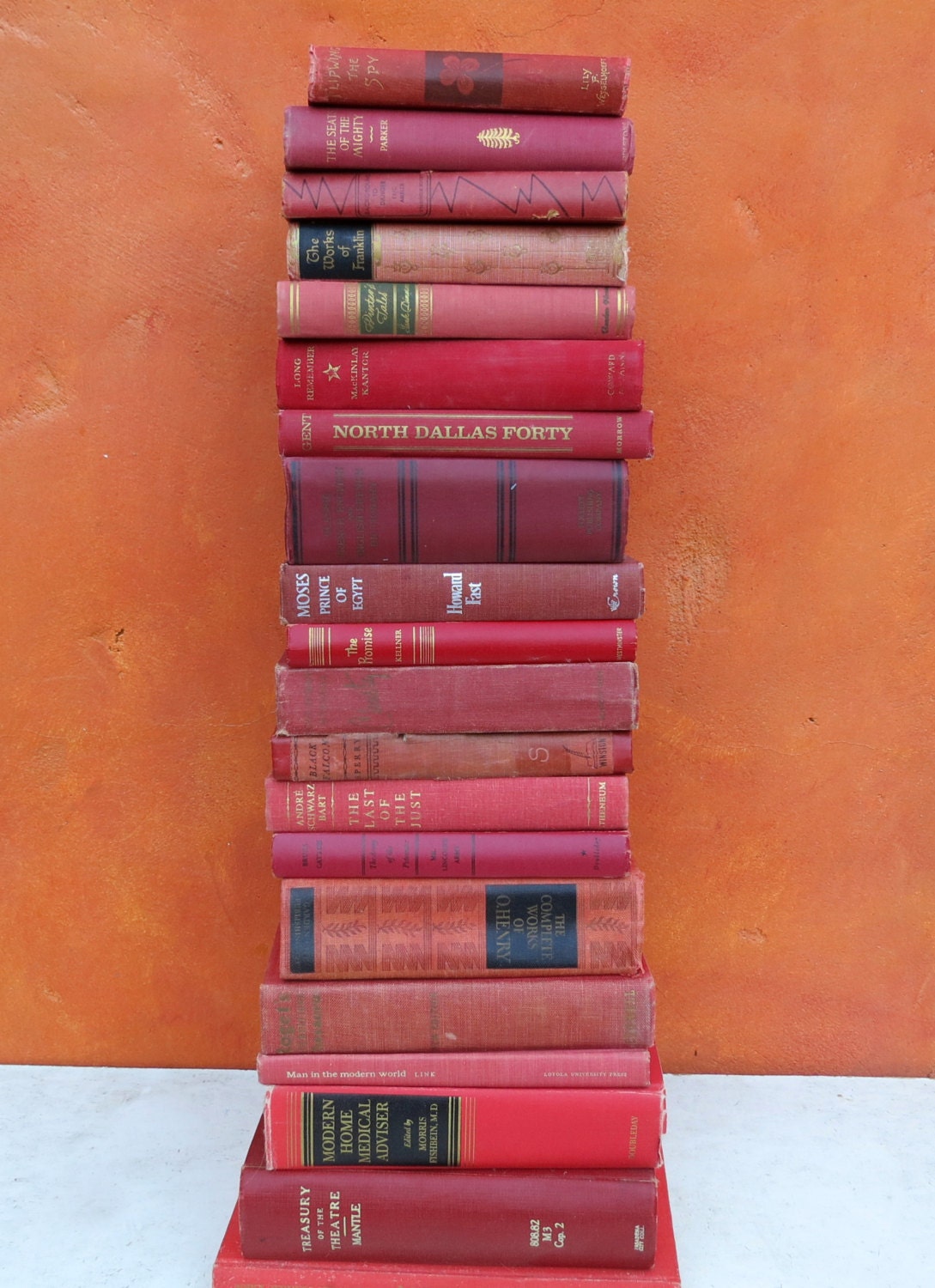 Instant Book Collection. Lot Vintage Red Hardcover Books. BOOK STACK ...