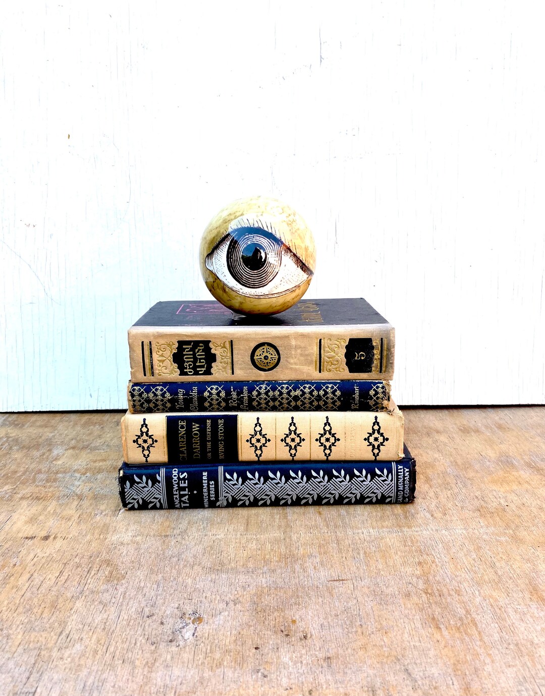 Vintage Black and Beige Decorative Book Stack. Goth Dark Decor Gothic ...