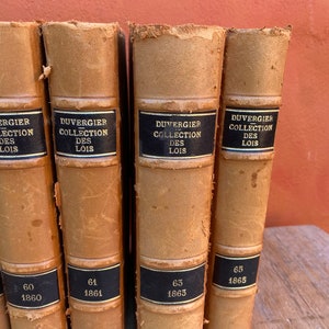 Lot 11 Antique Brown Leather Books. 1857 French Books. Antiquarian ...