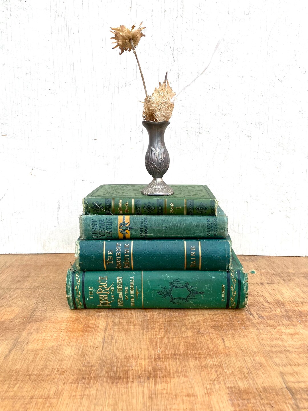 Lot Vintage Green Books. 1800s 1900s Decorative Spines. Victorian ...