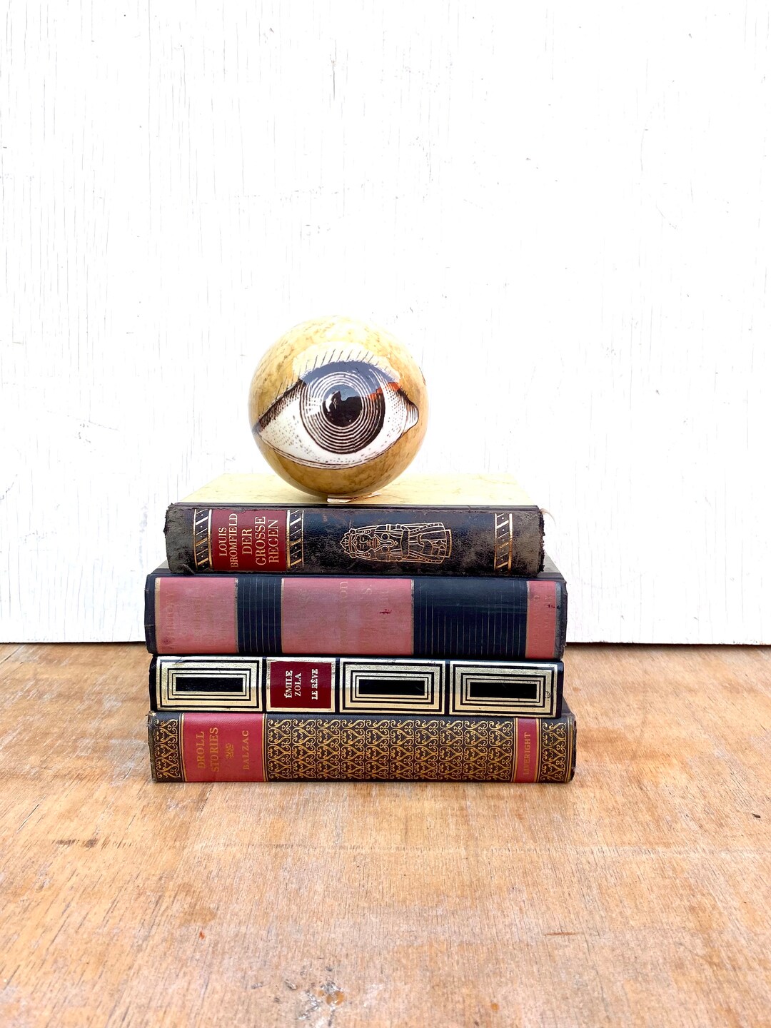 Vintage Black, Red, Metallic Gold Book Stack. Decorative Books. Dark ...