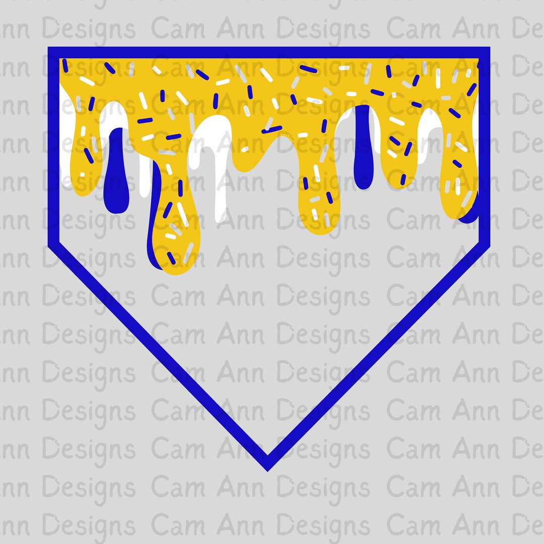 Blue, Yellow, White Baseball Drip Base (no Mascot) PNG | Instant ...