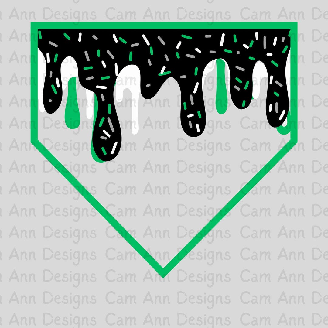 Green, Black, White, Baseball Drip Base (no Mascot) PNG | Instant ...