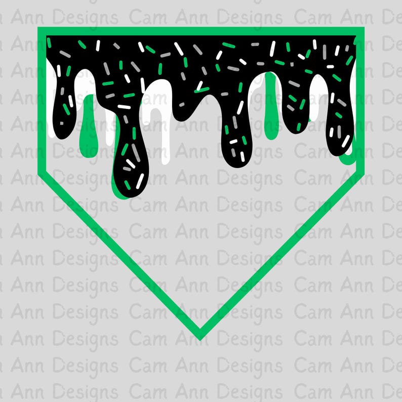 Green, Black, White, Baseball Drip Base (no Mascot) PNG | Instant ...
