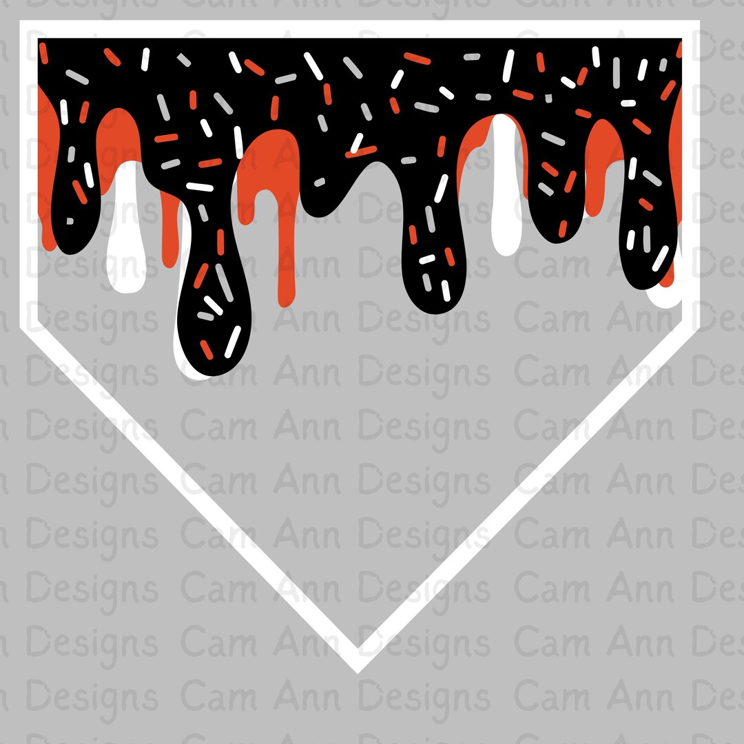 Orange, Black, White Baseball Drip Base (no Mascot) PNG | Instant ...