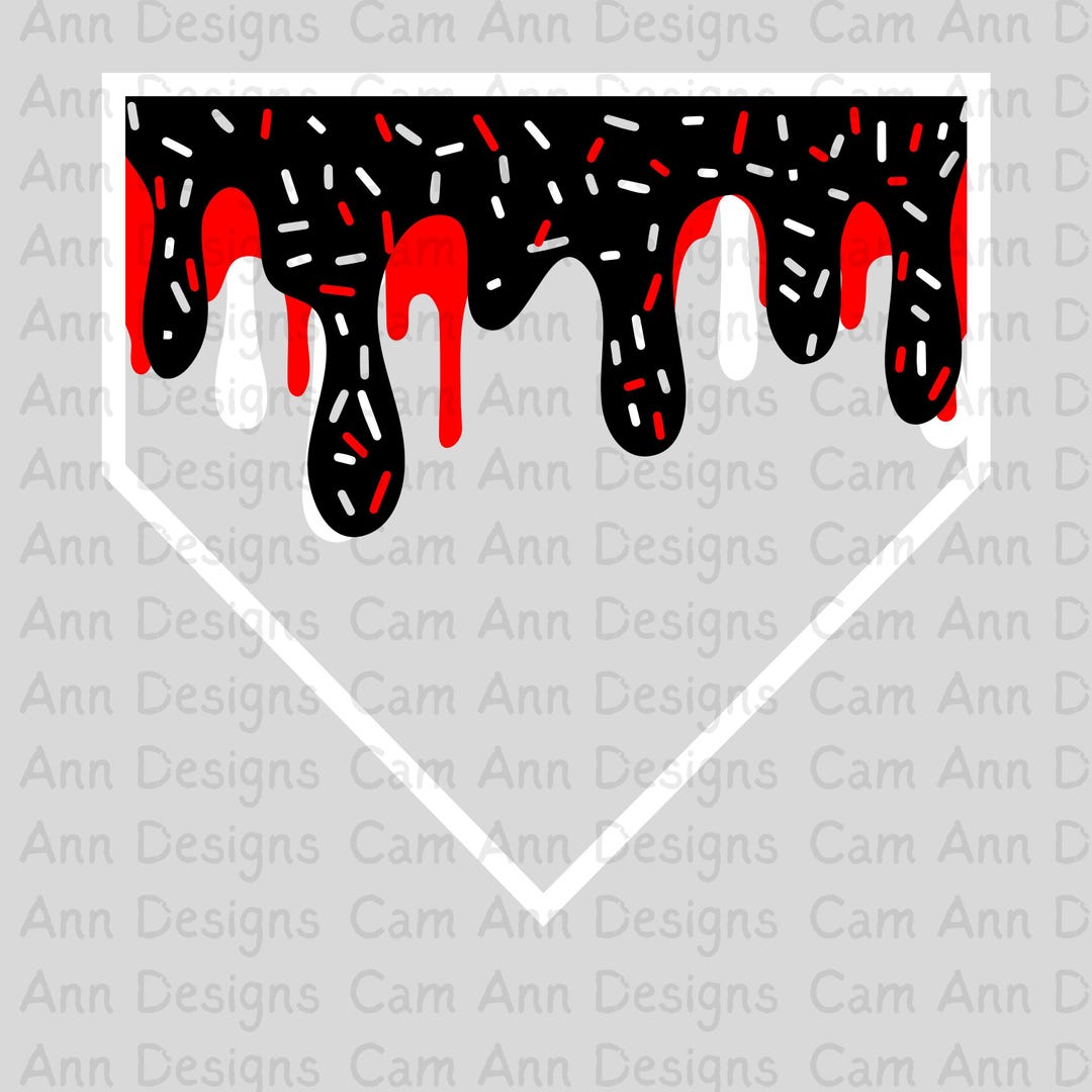 Red, Black, White Baseball Drip Base (no Mascot) PNG | Instant Download ...