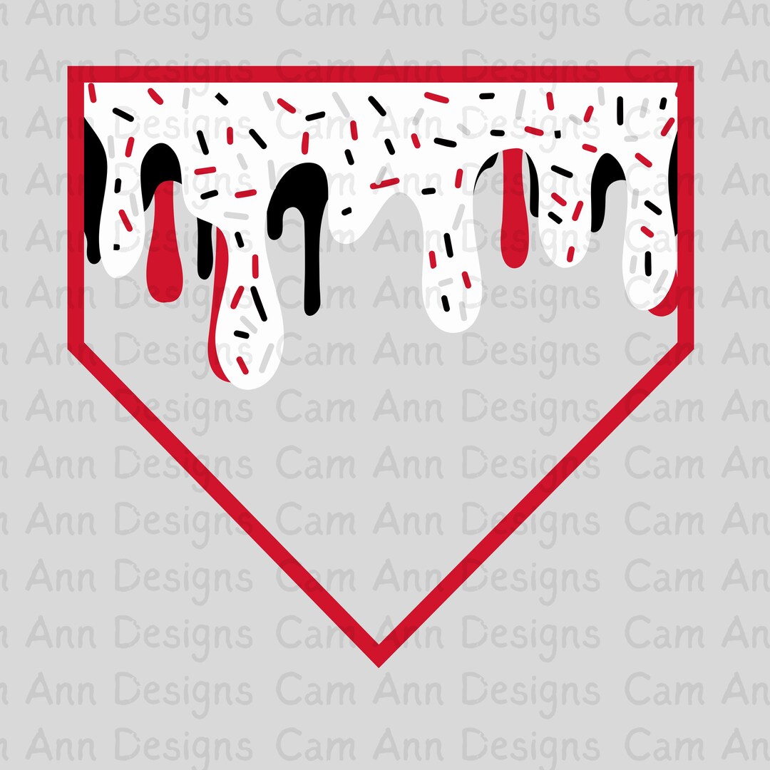 Red, Black, White Baseball Drip Base (no Mascot) PNG | Instant Download ...