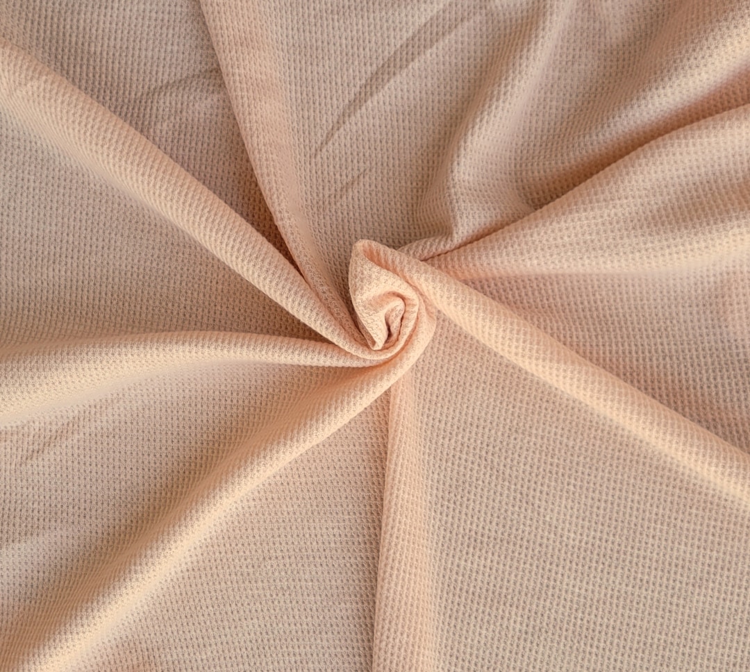 Blush Cotton Blend Thermal Knit Fabric by the Yard Waffle Weave [beanie ...