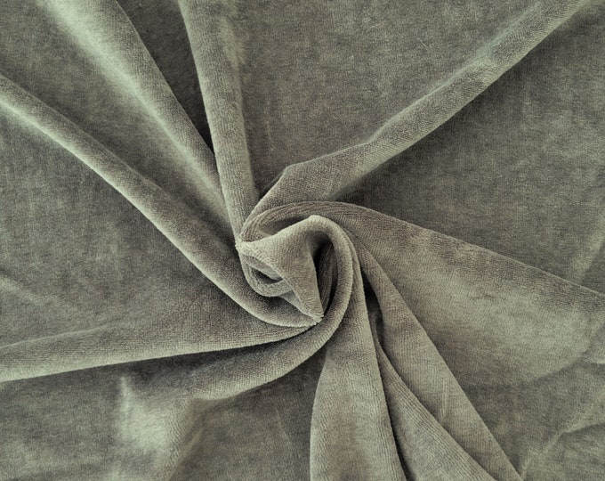 Gray Cotton Spandex Velvet Velour Fabric by the Yard 2 Way Stretch 210 ...