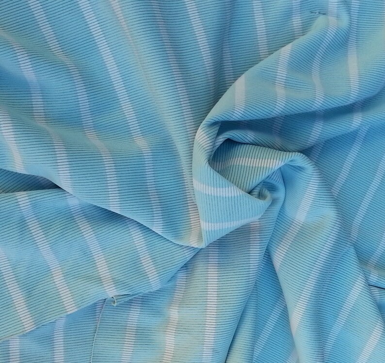Blue Stripe 1x1 Rib Knit Fabric by the Yard Nylon Spandex | Etsy