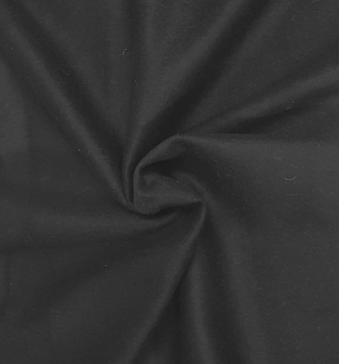 100% Wool Black Fabric by the Yard 330GSM Heavy Weight (made in EUROPE ...