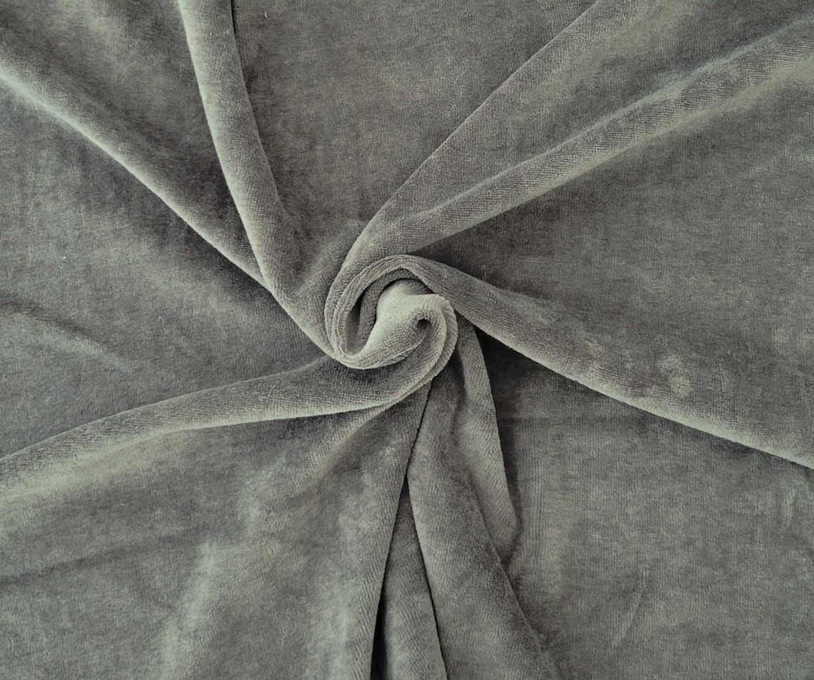 Gray Cotton Spandex Velvet Velour Fabric by the Yard 2 Way - Etsy